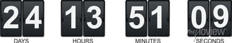 Vector Illustration Of A Realistic Flip Countdown Clock Counter • Wall