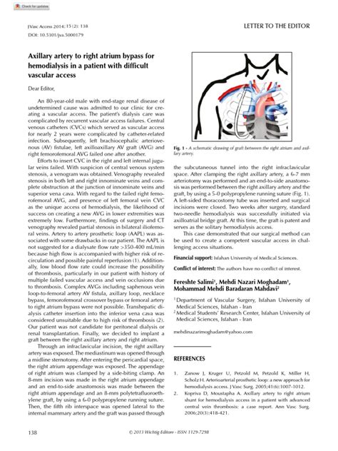 Axillary Artery To Right Atrium Bypass For Hemodialysis In A Patient