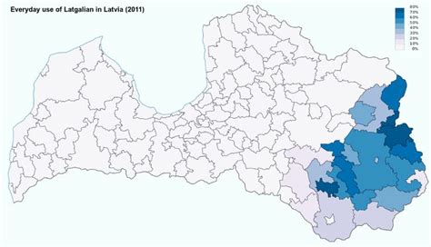 Everyday Use Of Latgalian In Latvia 2011 Latvia Map Artwork