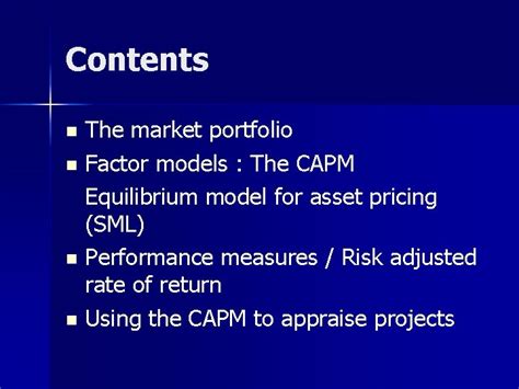 Lecture 7 The Capm Asset Pricing And Portfolio