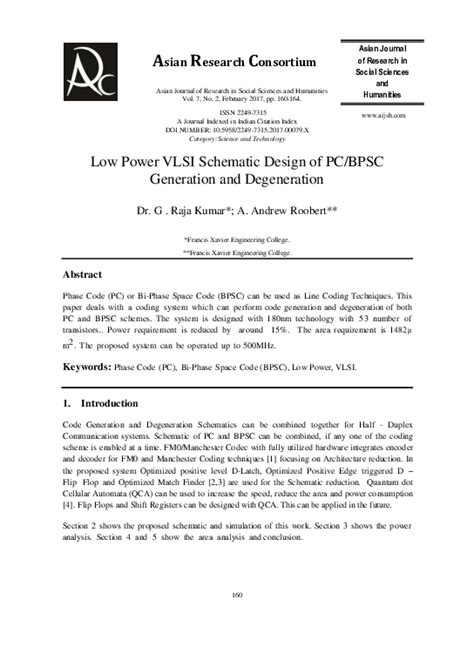 Pdf Asian Journal Of Research In Social Sciences And Humanities Low Power Vlsi Schematic