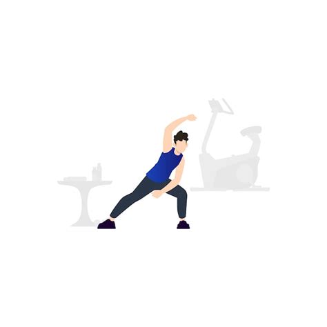 Premium Vector A Man Doing A Crunches In A Room With A Picture On The