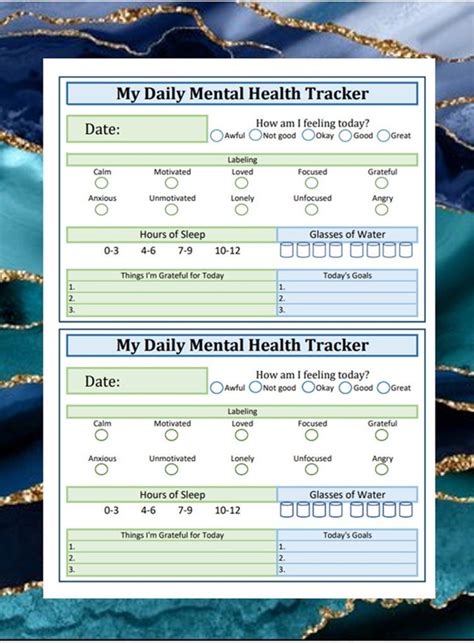 Daily Mental Health Tracker Etsy