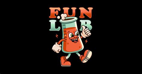 Fun Lab Cute Retro Beaker Mascot Walking Around Laboratory Sticker