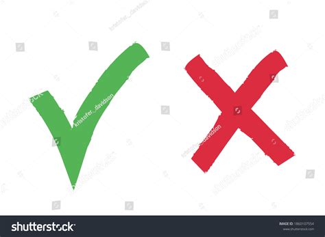 Set Check Mark Cross Vector Illustartion Stock Vector Royalty Free