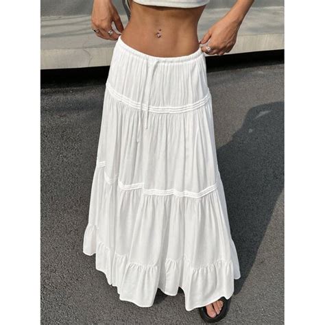 Wila Skirts Boho Maxi Skirt Tiered Elastic Waist White Poshmark