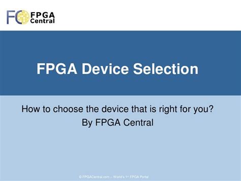 Fpga Device Selection