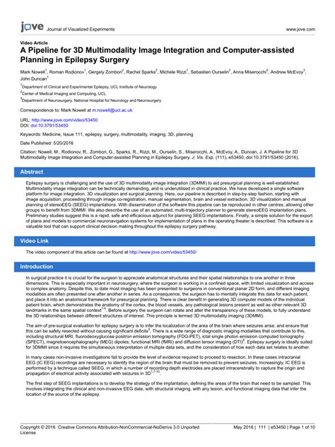 Pdf A Pipeline For 3d Multimodality Image Integration And Computer Assisted Planning In