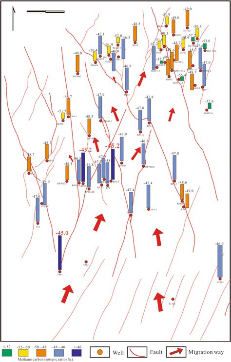 Map Of Methane Carbon Isotope Distribution Showing The Hydrocarbon Download Scientific Diagram