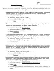 Variables Worksheet Doc NAME DATE VARIABLES WORKSHEET PERIOD For Each Experiment Write Down