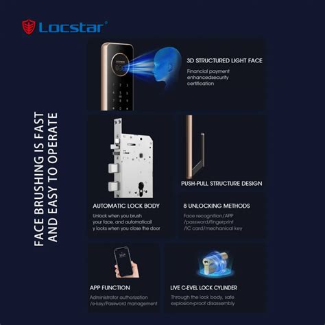 Custom 3d Face Recognition Fingerprint Code Card Digital Door Lock 3d Face Recognition