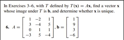 Solved In Exercises With T Defined By T X Ax Find A Chegg