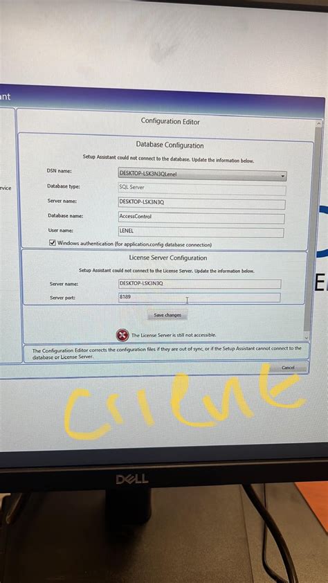 try to connect lenel on guard client to server using setup