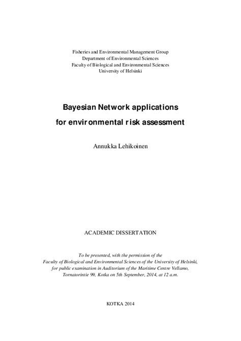 Pdf Bayesian Network Applications For Environmental Risk Assessment