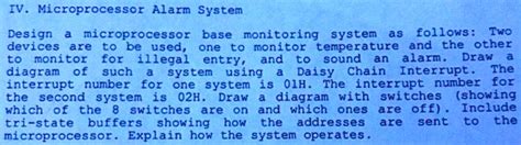 Solved Design A Microprocessor Based Monitoring System As Follows Iv