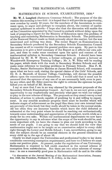 Mathematics In School Examinations 1950 The Mathematical Gazette Cambridge Core