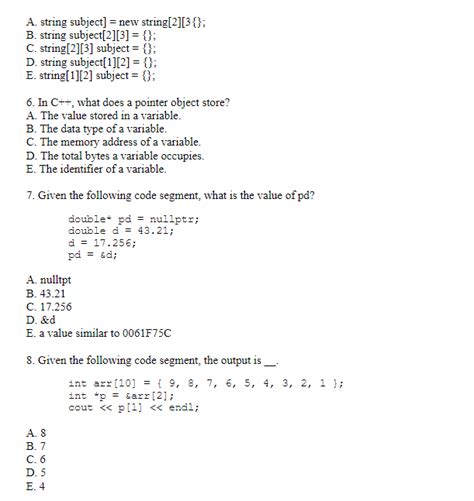 Solved 1 Which Can Declare And Initialize An Empty Array Of