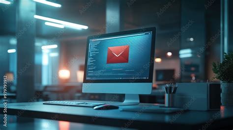 A Computer Screen Shows A Phishing Email Warning Message In A Modern Office Emphasizing The