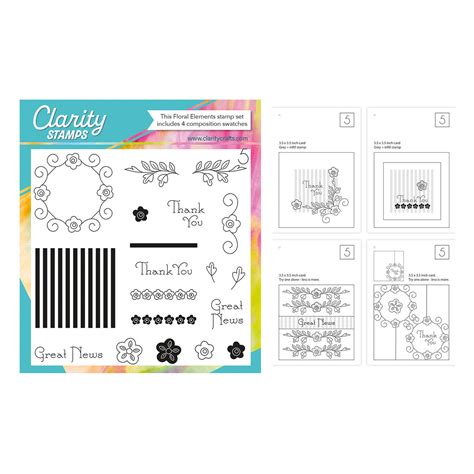 Floral Elements Set 5 A5 Square Stamp Set With 4x A6 Composition Swa
