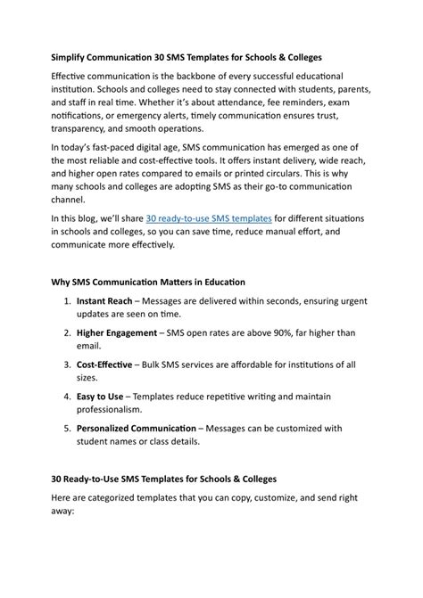 Ppt Simplify Communication 30 Sms Templates For Schools And Colleges