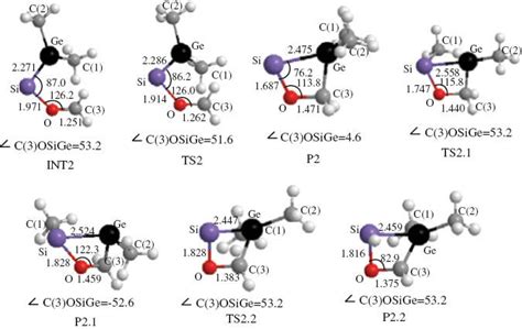 optimized mp2 6 31g geometrical parameters of ts2 ts2 1 ts2 2 p2