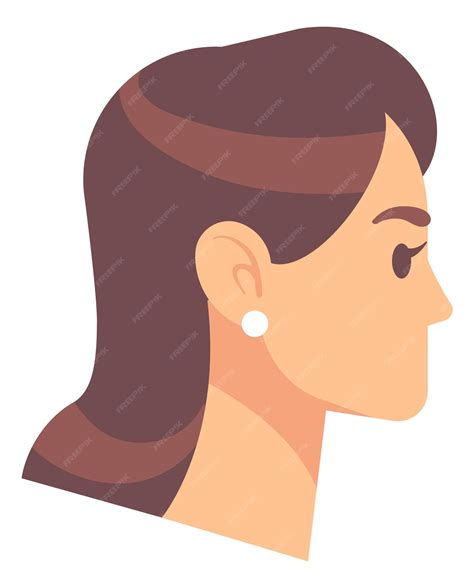 Young Woman Female Head Portrait Side View Isolated On White Background