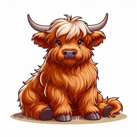 Highland Cow Vector Cartoon Illustration Premium Ai Generated Vector