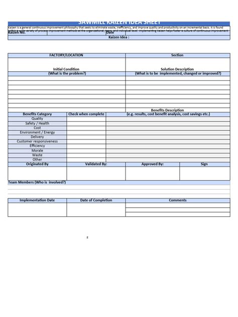 Kaizen Sheet Pdf