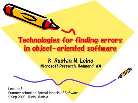 Ppt Technologies For Finding Errors In Object Oriented Software Powerpoint Presentation Id
