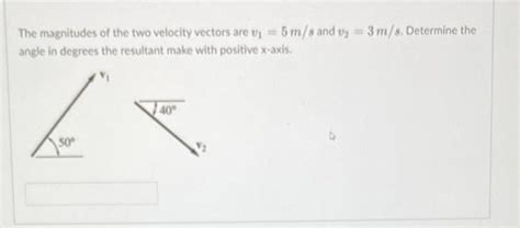 Solved The Magnitudes Of The Two Velocity Vectors Are V1 5