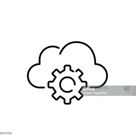 구름과 톱니바퀴 클라우드 기반 데이터 스토리지 및 기술 효율성 및 최적화 완벽한 픽셀 아이콘 가상현실에 대한 스톡 벡터 아트 및 기타 이미지 Istock