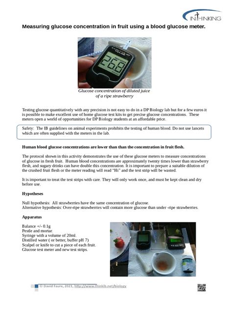Blood Glucose Meter Experiment With Fruit2 Pdf Glucose Experiment