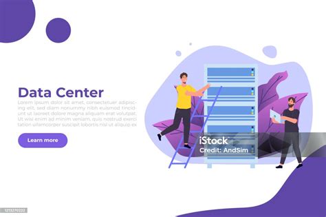 It 관리자 서버 시스템 구성 네트워크 유지 데이터 센터 개념 플랫 벡터 템플릿 그림입니다 Cpu에 대한 스톡 벡터 아트 및