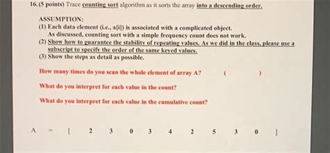Solved Points Trace Counting Sort Algorithm As It Chegg