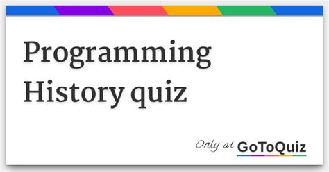 Programming History Quiz