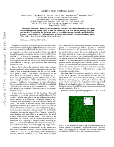 Pdf Density Of States Of Colloidal Glasses