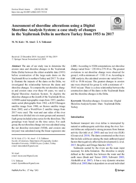 Pdf Assessment Of Shoreline Alterations Using A Digital Shoreline Analysis System A Case