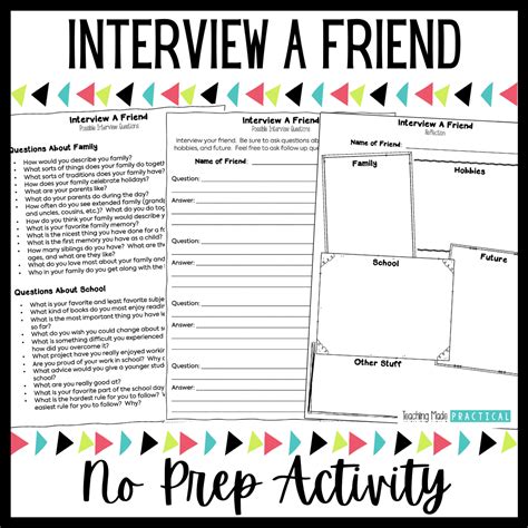 Interview A Friend Classmate Activity And Questions Teaching Made