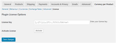 Activating The License Key Of Currency Per Product For Woocommerce