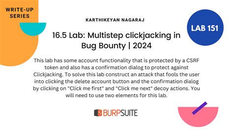 165 Lab Multistep Clickjacking In Bug Bounty 2024 By Karthikeyan