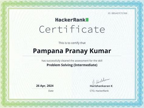 Pranay Kumar Pampana On Linkedin Hackerrank Problemsolving