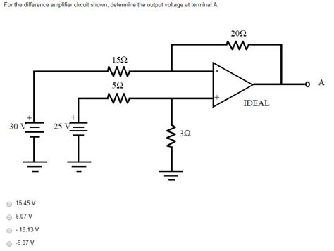 solved for the difference amplifier circuit shown determine