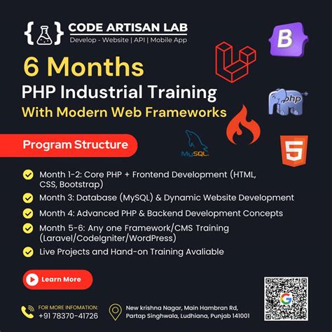 Code 6 Months Php Industrial Training With Modern Frameworks