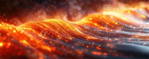 Abstract Fiery Waves With Sparkles Generative Ai Stock Illustration Illustration Of Yellow