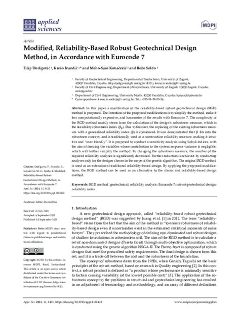 Pdf Modified Reliability Based Robust Geotechnical Design Method In