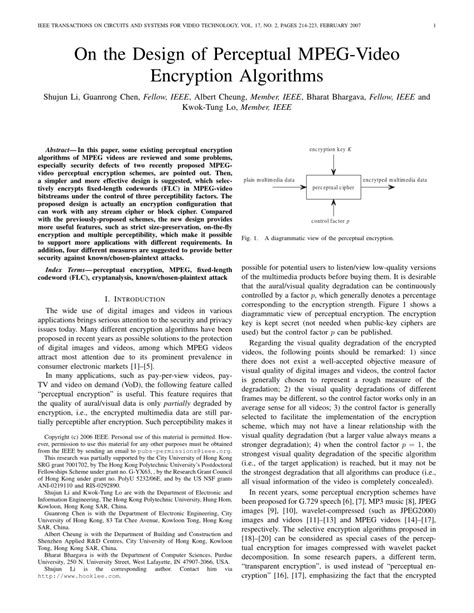 Pdf On The Design Of Perceptual Mpeg Video Encryption Algorithms