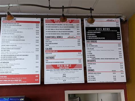 Carta Del Restaurante Cotijas Mexican Food San Diego Tierrasanta Blvd
