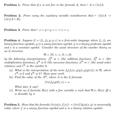 solved problem 1 prove that if r is not free in the formula