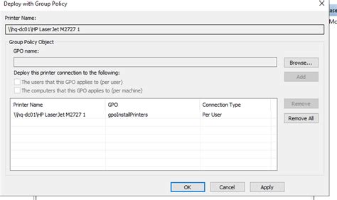 how to deploy printers to users or computers via group policy root