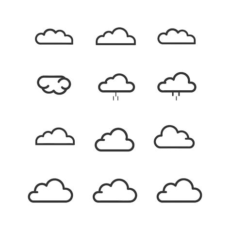 Premium Vector Minimalist Line Art Icon Cloud Collection Set Logo Symbol